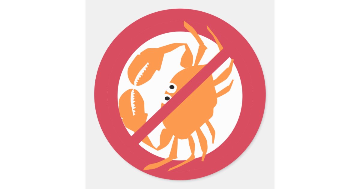 No Shellfish Red Bold Crab Allergen Classic Round Sticker | Zazzle