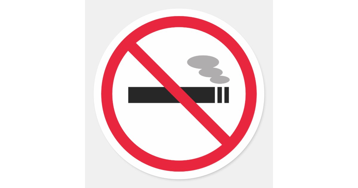 No smoking allowed forbidden to smoke cigarettes classic round sticker ...