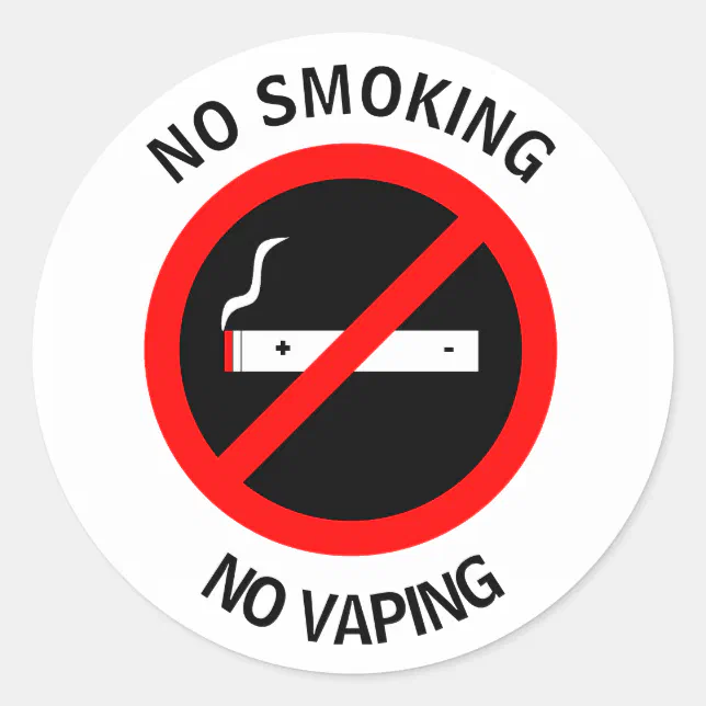 NO SMOKING NO VAPING SIGN CLASSIC ROUND STICKER | Zazzle
