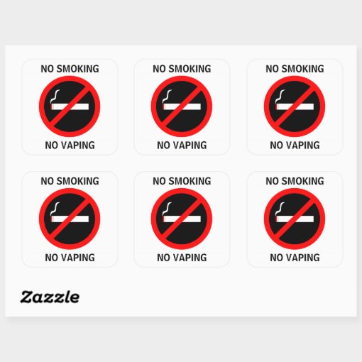 NO SMOKING NO VAPING SIGN SQUARE STICKER | Zazzle