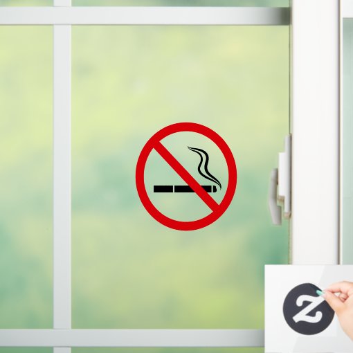 No smoking sign cigarette forbidden window cling | Zazzle