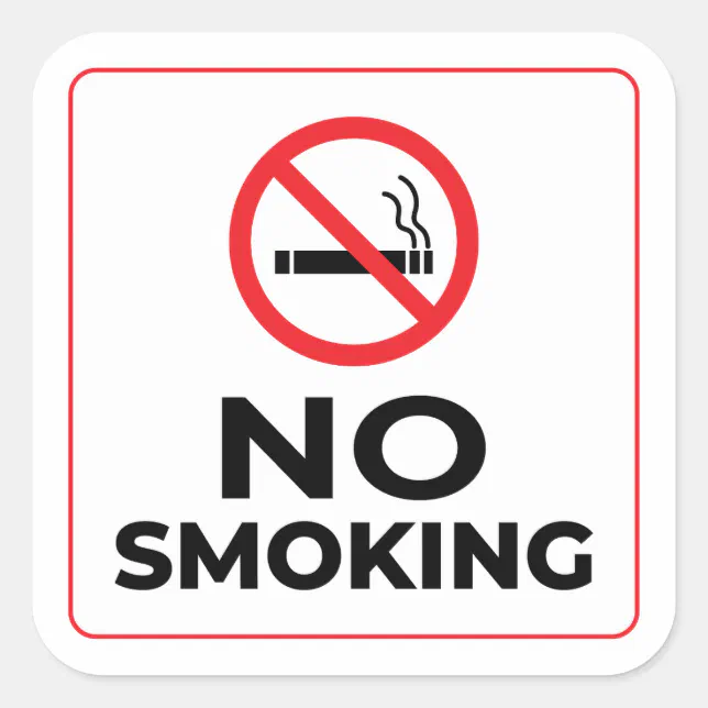 No Smoking Sign Square Sticker | Zazzle