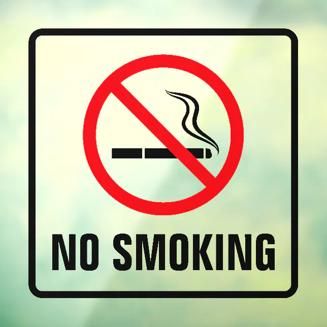 No smoking sign window cling with black border | Zazzle