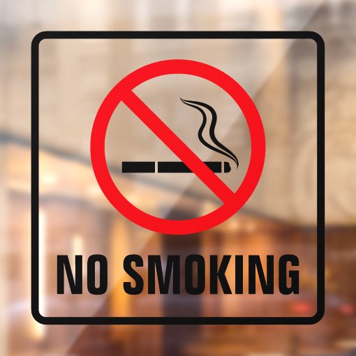 No smoking sign window cling with black border | Zazzle