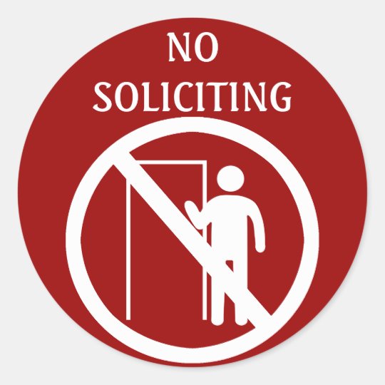 No Soliciting Stickers, Red and White Classic Round Sticker | Zazzle.com