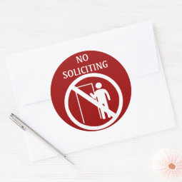 No Soliciting Stickers, Red and White Classic Round Sticker | Zazzle