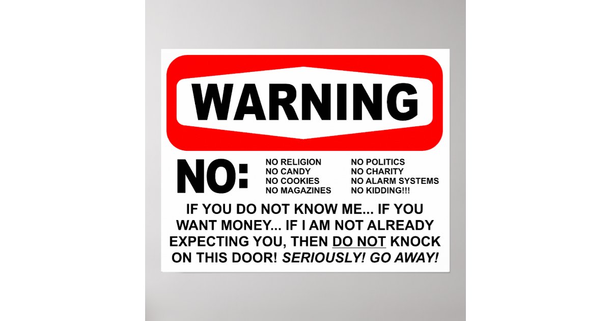 No Solicitors Warning Sign | Zazzle