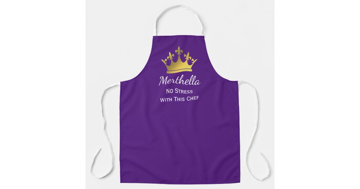 NO STRESS CHEF | Personalized Add Logo | PURPLE Apron | Zazzle