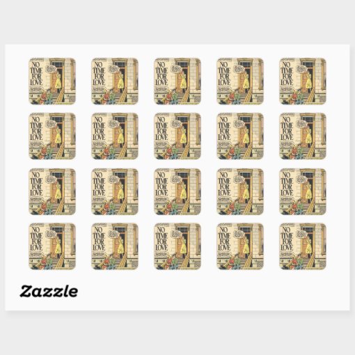 No Time For Love Vintage Comic Book Page Square Sticker | Zazzle