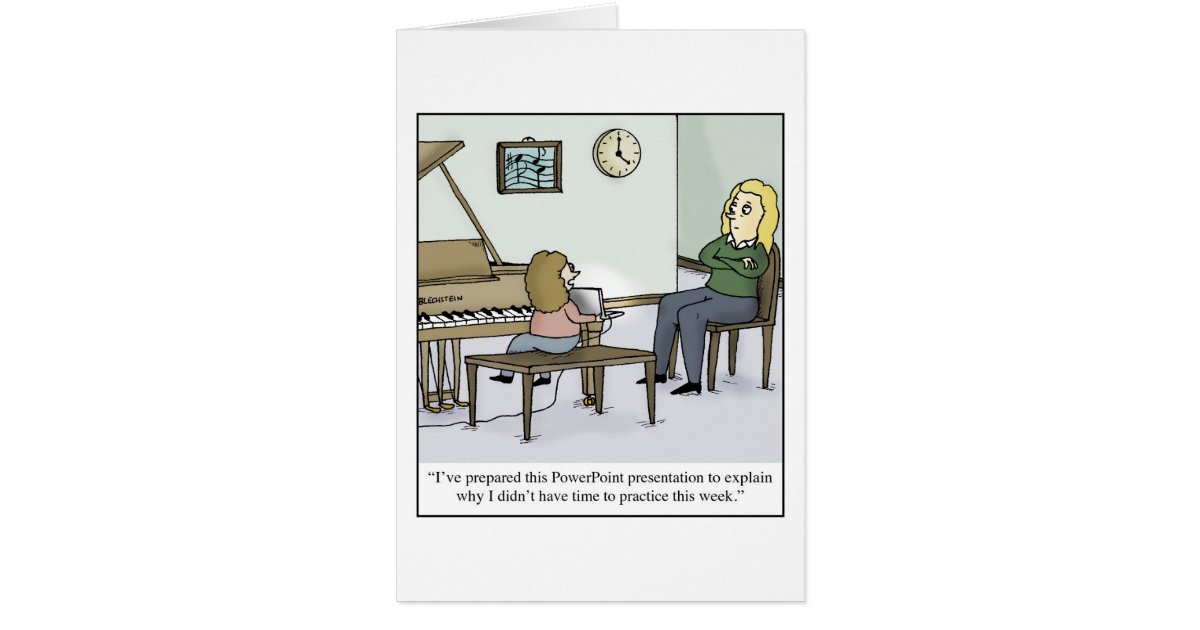 No Time to Practice Piano Lesson Cartoon | Zazzle