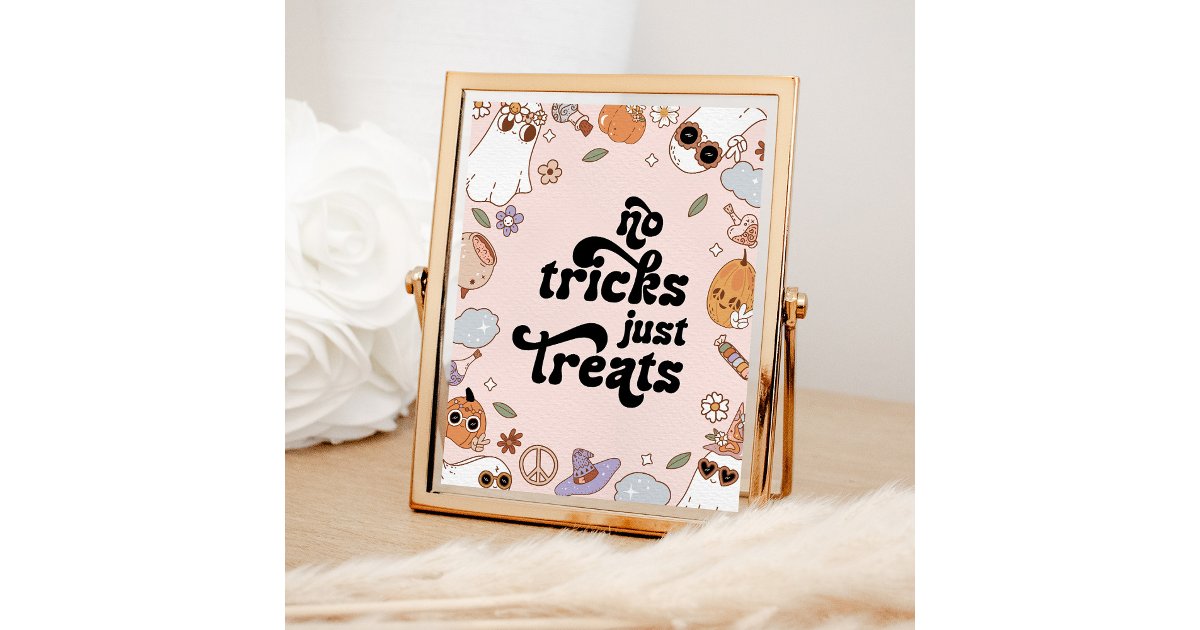 No Tricks Just Treats Ghost Halloween Birthday Poster | Zazzle