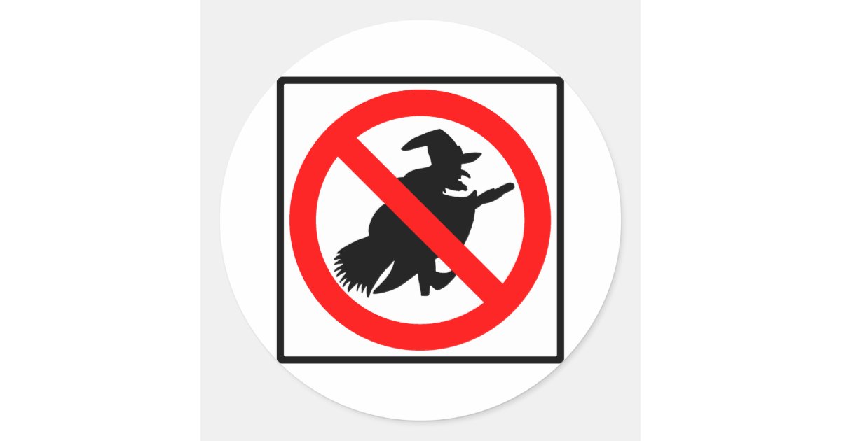 No Witches Highway Sign Classic Round Sticker | Zazzle