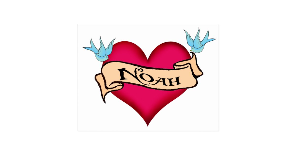 Noah - Custom Heart Tattoo T-shirts & Gifts Postcard | Zazzle.com