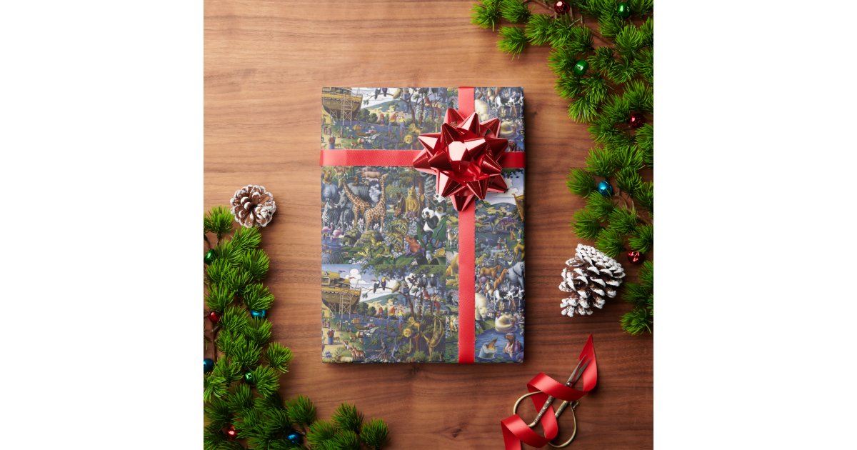 Noah’s Ark Animals Bible Wrapping Paper | Zazzle