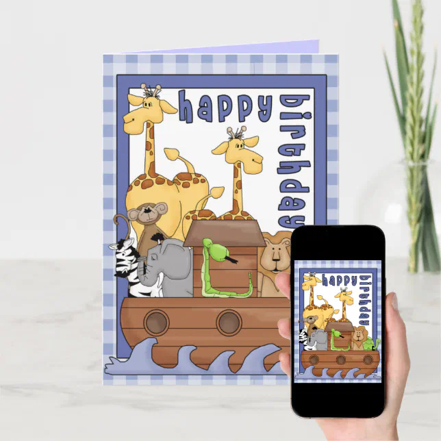 Noah's Ark Animals Boy Happy Birthday Card | Zazzle