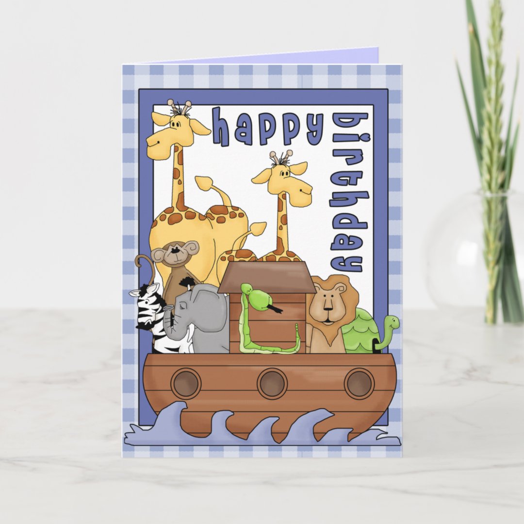 Noah's Ark Animals Boy Happy Birthday Card | Zazzle