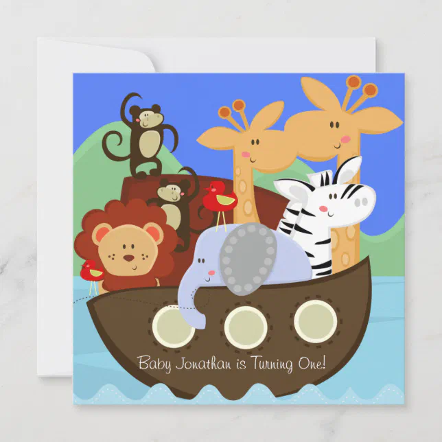 Noah's Ark Customized Birthday Invitations | Zazzle