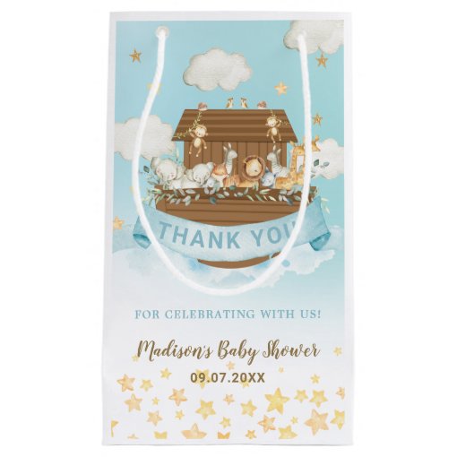Noah's Ark Cute Animals Boy Birthday Baby Shower Small Gift Bag | Zazzle