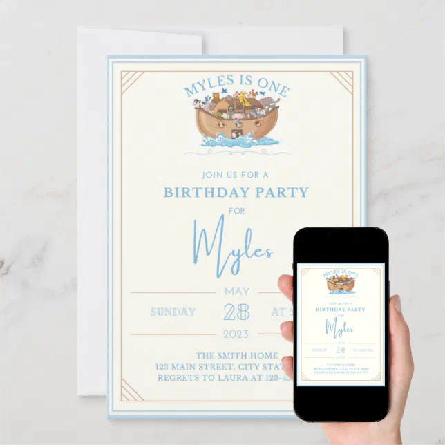 Noah's Ark First Birthday Invitation | Zazzle