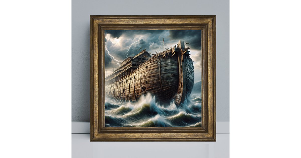 Noah's Ark in the Flood Christian Bible Story Art Poster | Zazzle