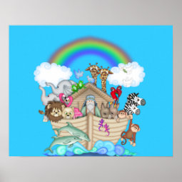 NOAHS ARK NURSERY DECORATION Poster | Zazzle
