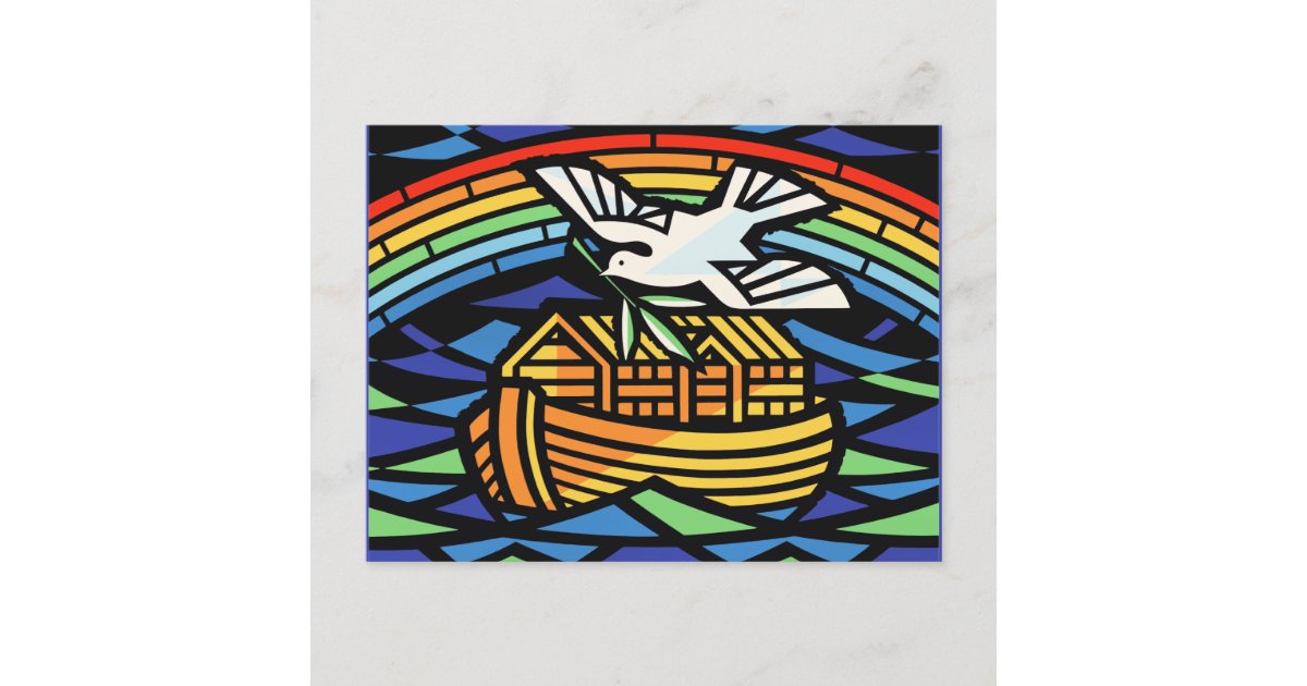 Noah's Ark, Rainbow, Dove Postcard | Zazzle