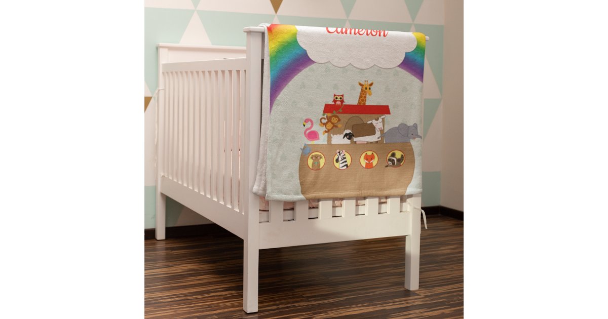 Noah's Ark Rainbow Personalized Fleece Blanket | Zazzle
