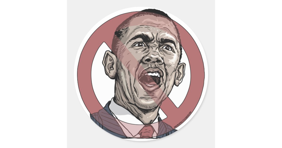 Nobama Anti Obama Circle Slash Gear Classic Round Sticker | Zazzle