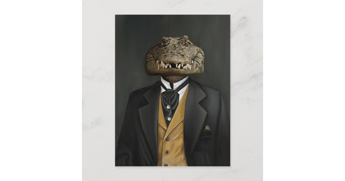 Noble Beasts - Dandy Crocodile Postcard | Zazzle