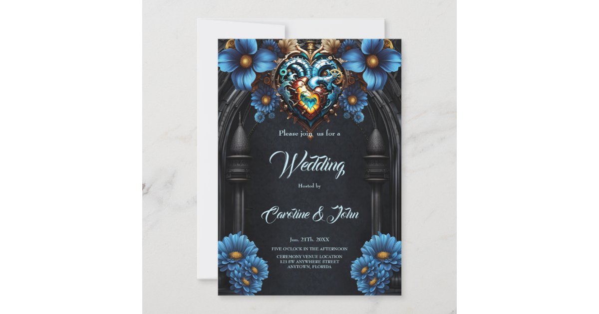 Noble steampunk heart invitation | Zazzle