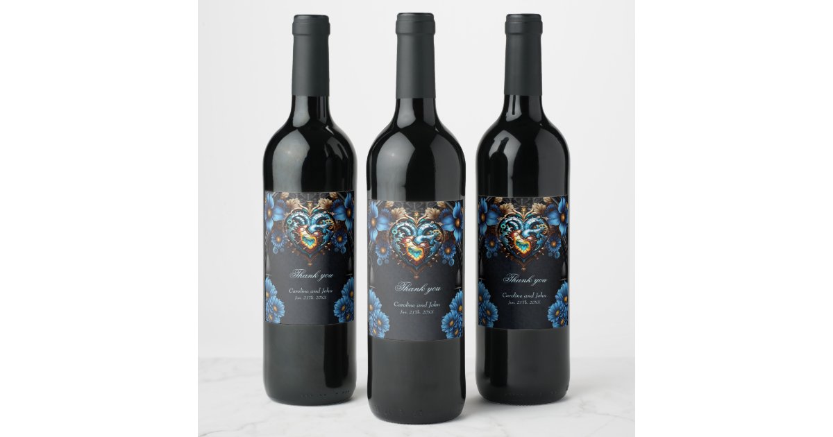 Noble steampunk heart wine label | Zazzle