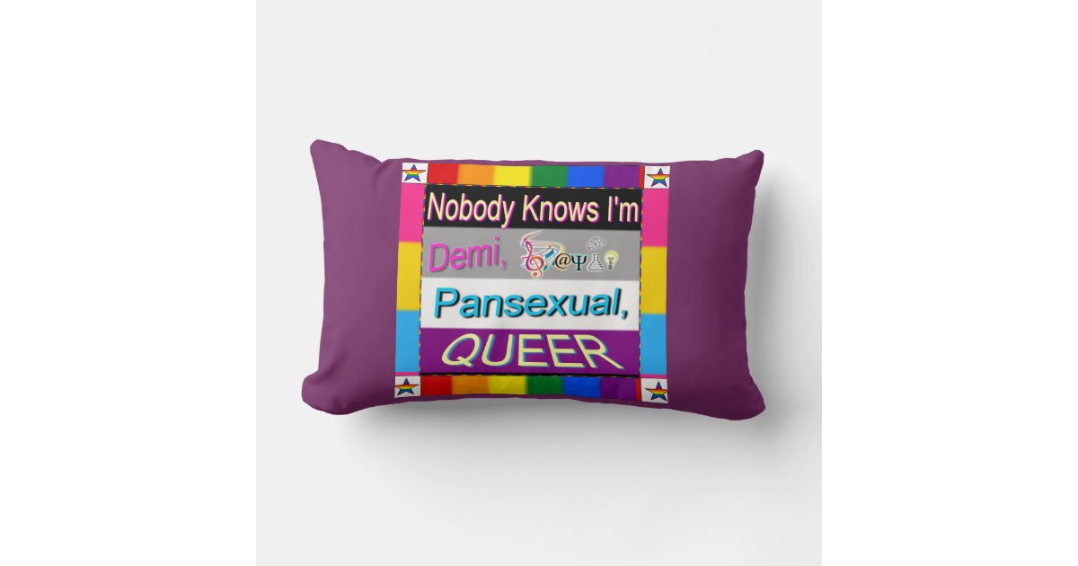 Nobody Knows I'm Demi Sapio Pansexual QUEER Lumbar Pillow | Zazzle