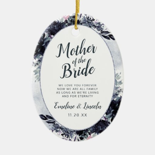 Nocturnal Floral To the Mother of the Bride Quote Ceramic Ornament | Zazzle