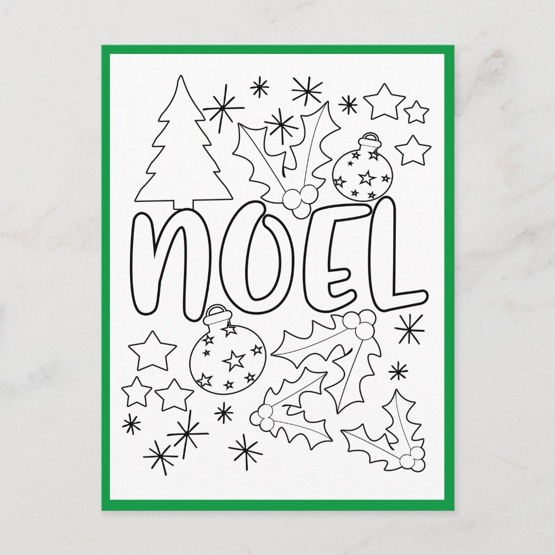 Noel Coloring Page Christmas Activity Card | Zazzle