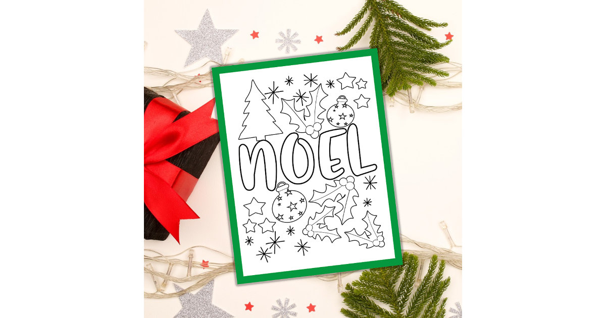 Noel Coloring Page Christmas Activity Card | Zazzle