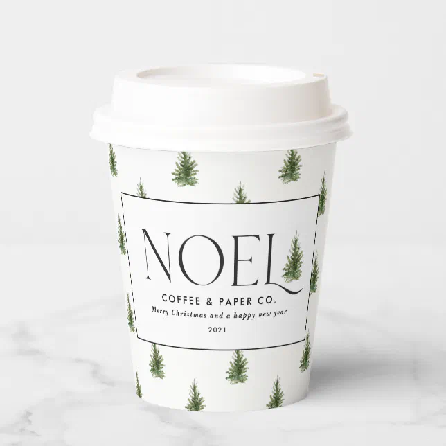 Noel modern typography business Christmas Holiday Paper Cups | Zazzle