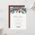 NOEL Rustic Christmas Pine Winter Holiday Dinner Invitation | Zazzle