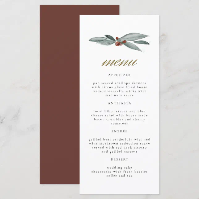 NOEL Winter Berry Christmas Holiday Wedding Menu | Zazzle