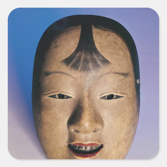 Noh theatre mask of a young boy called square sticker | Zazzle