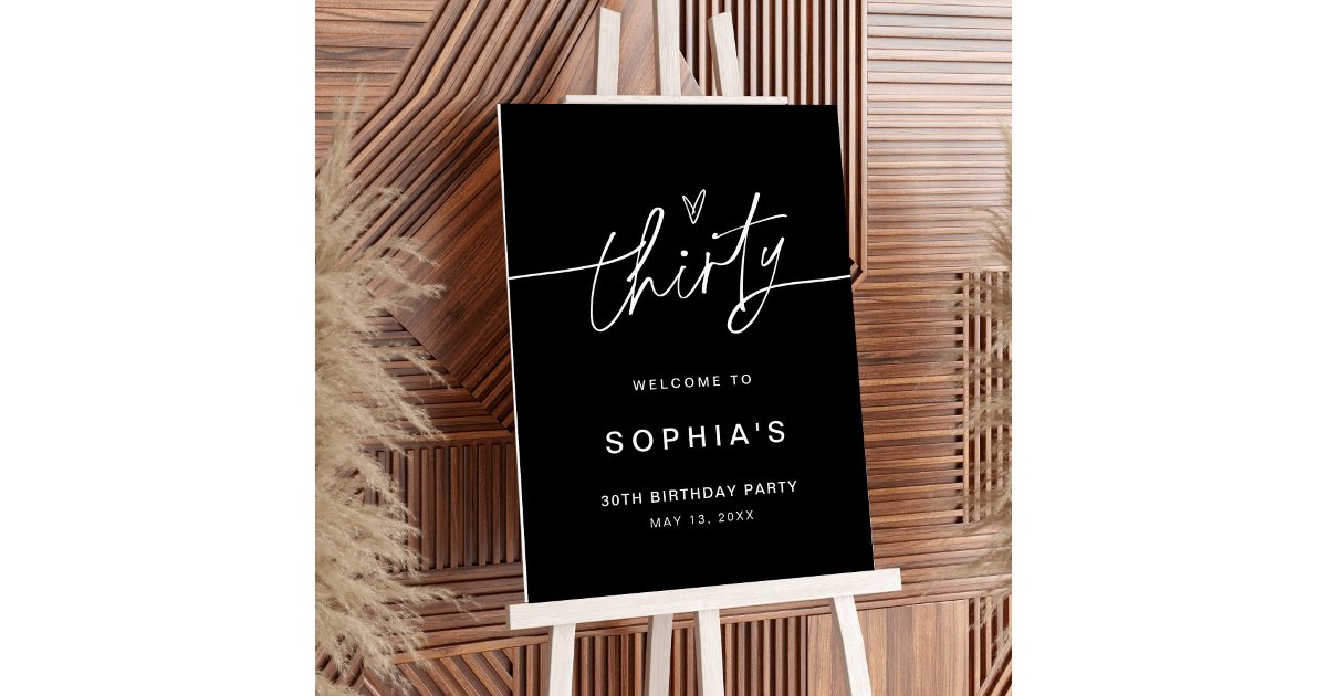 NOIR 30th Birthday Party Welcome Sign | Zazzle