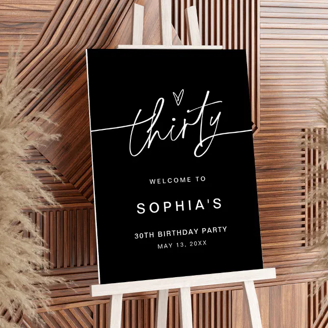 NOIR 30th Birthday Party Welcome Sign | Zazzle