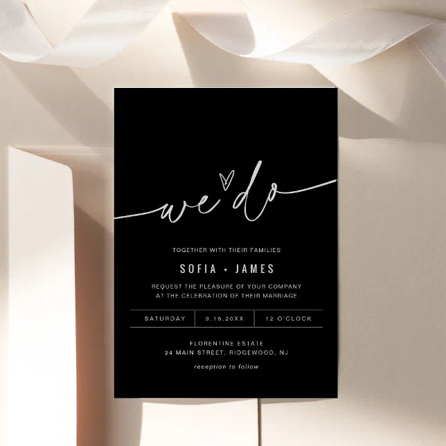 NOIR Minimalist We Do Wedding Invitation | Zazzle