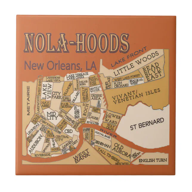 Nola-Hoods Map Tile | Zazzle