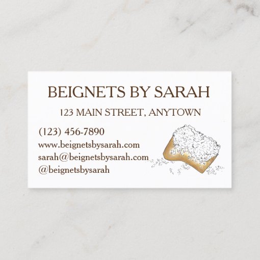 NOLA New Orleans Louisiana Beignets Pastry Food Business Card | Zazzle