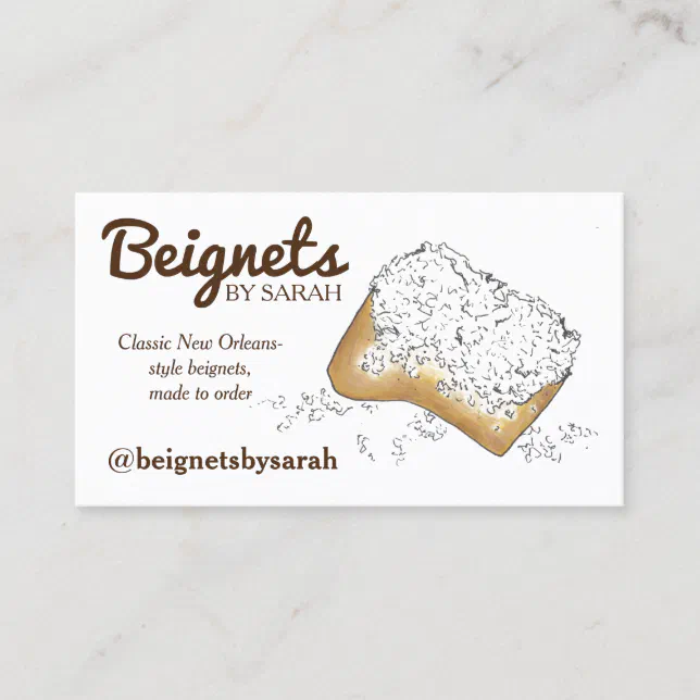 NOLA New Orleans Louisiana Beignets Pastry Food Business Card | Zazzle