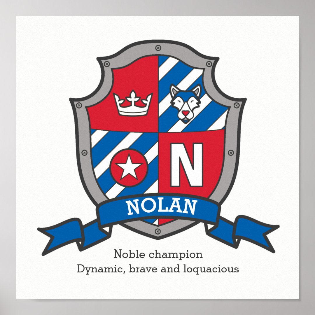 Nolan boys name letter N meaning heraldry shield Poster | Zazzle
