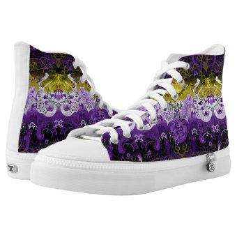 Non-Binary Dragon Damask - NonBinary Pride Flag High-Top Sneakers | Zazzle