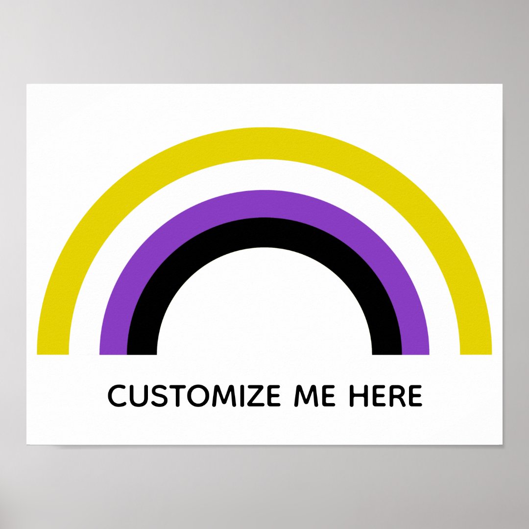 Non-Binary Rainbow Non Binary Pride Flag Custom Poster | Zazzle
