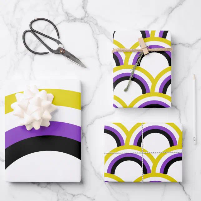 Non-Binary Rainbow Non Binary Pride Flag Wrapping Paper Sheets | Zazzle