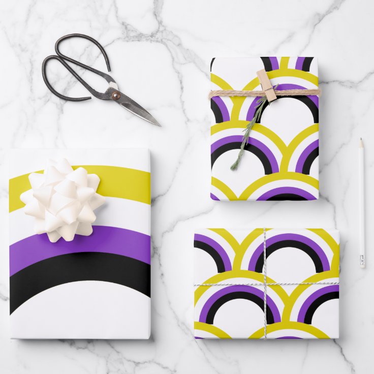 Non-Binary Rainbow Non Binary Pride Flag Wrapping Paper Sheets | Zazzle